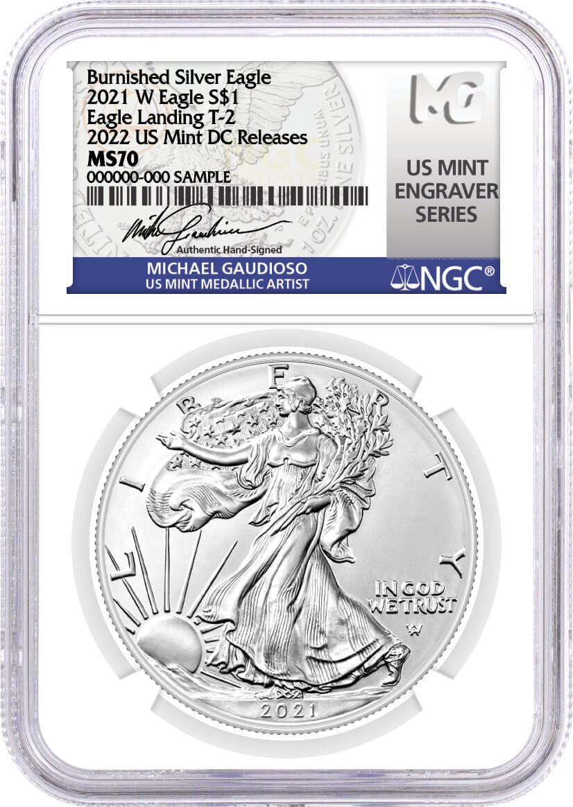 2021 3-coin Set $1 Silver Eagle Type 2 2022 US Mint DC Releases NGC PF70/PF70/MS70 Signed by ...