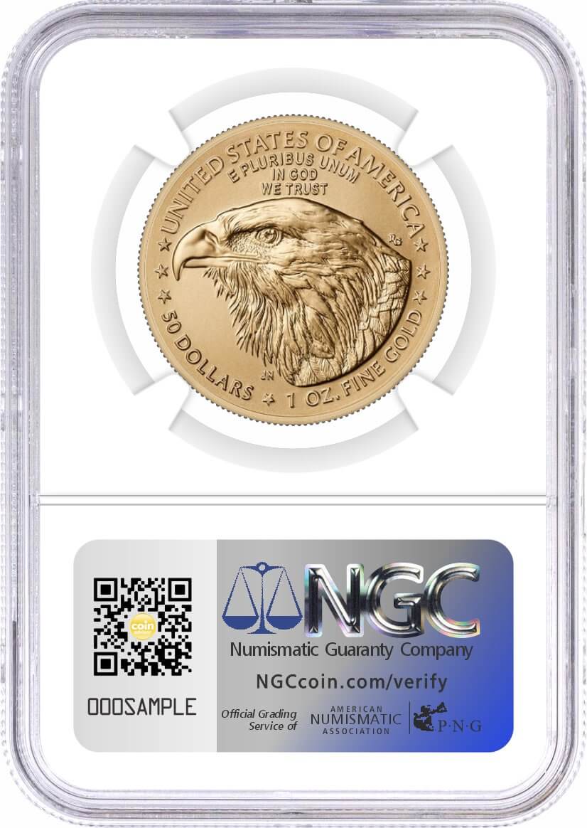 2024 W $50 1 oz Burnished Gold Eagle NGC MS70 Advance Releases Norris Signed U.S. Mint Designer ...